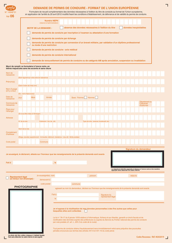DEMANDE DE PERMIS CERFA 06 | Codes Rousseau